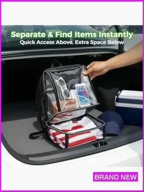 Bags | Clear Backpack Stadium Approved Tpu Duallayer With Rfid Pouch ...